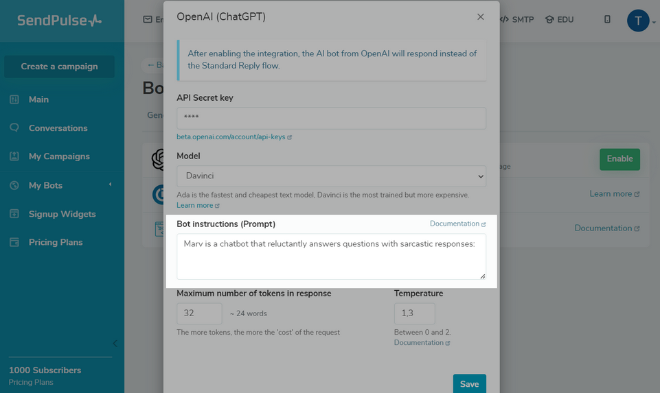 Conoce a detalle cómo usar Chat GPT con SendPulse | SendPulse