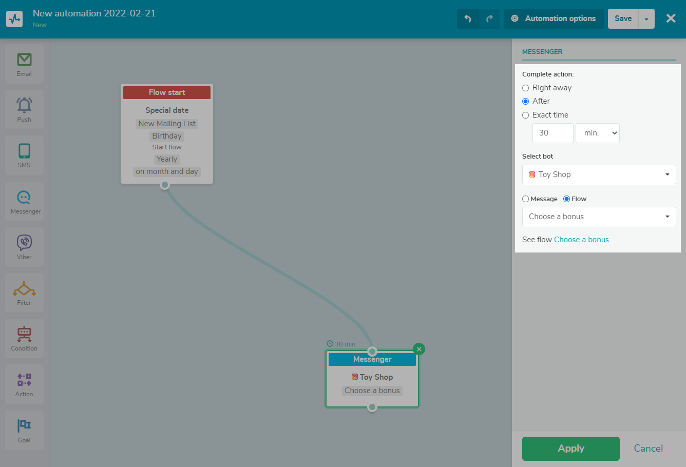 Automation 360 elements (blocks) | SendPulse