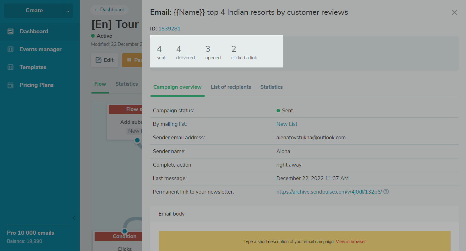 "Email" Element in Automation 360 | SendPulse