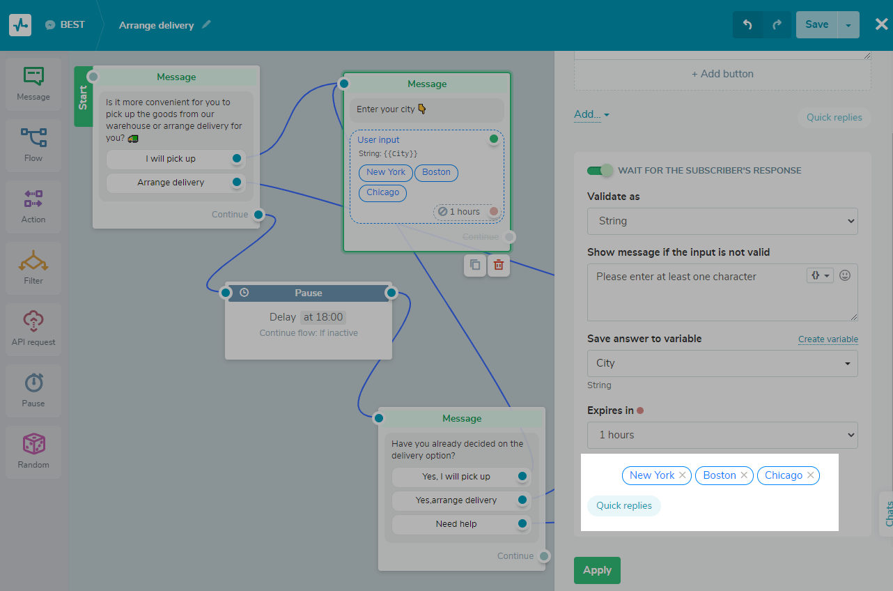 How to Create an Automated Facebook Chatbot Flow | SendPulse