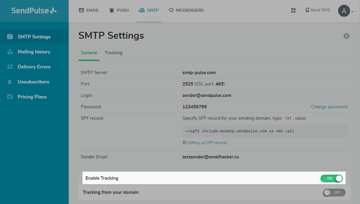 How to track statistics for campaigns sent via SMTP | SendPulse