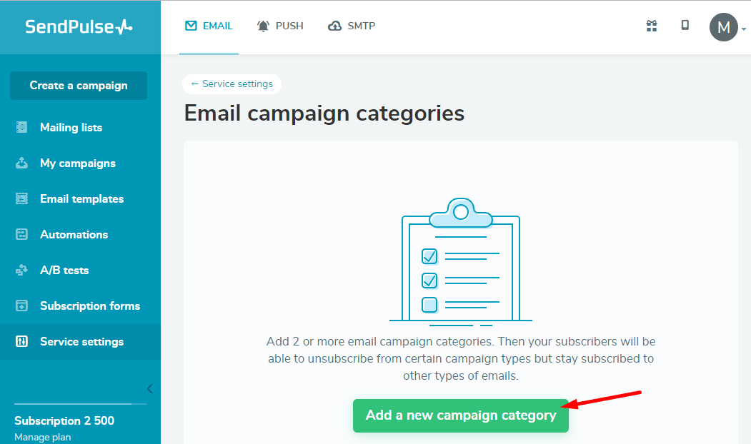 How to Create Email Campaign Categories | SendPulse