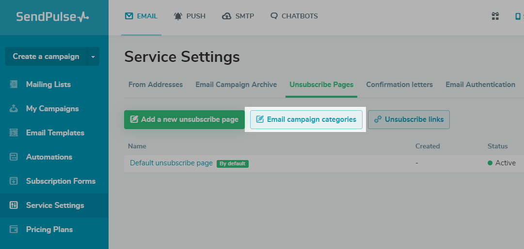 How to Create Email Campaign Categories | SendPulse