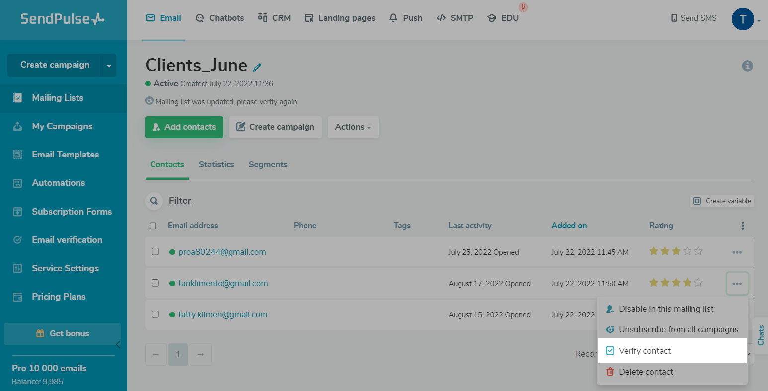 How To Verify Email Addresses SendPulse