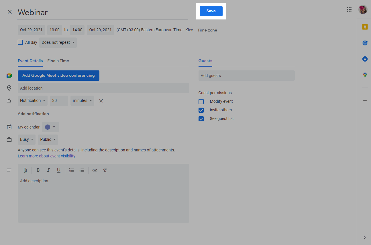How To Add A Link To A Calendar Event To An Email Template SendPulse