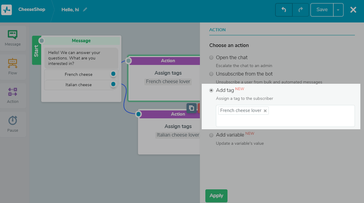 How to Use Chatbot Tags | SendPulse