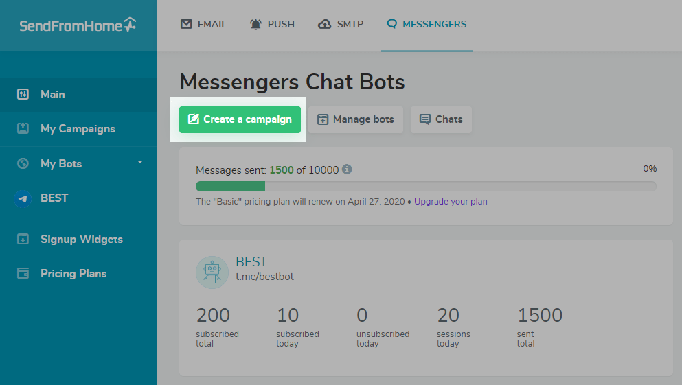 How to Create a Telegram Chatbot Campaign | SendPulse