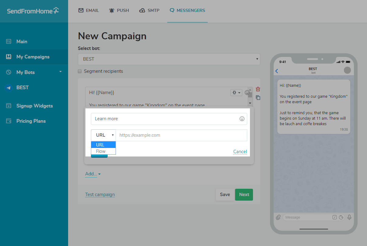How to Create a Telegram Chatbot Campaign | SendPulse