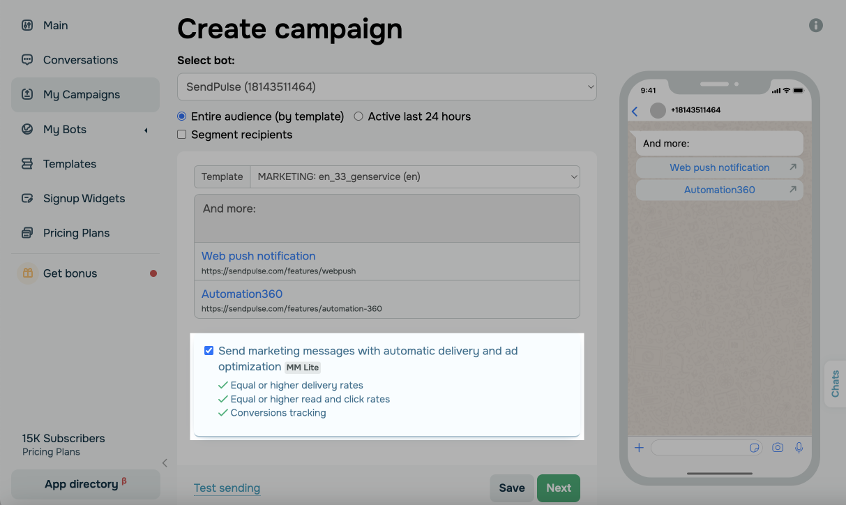 Send marketing messages using MM Lite API | SendPulse