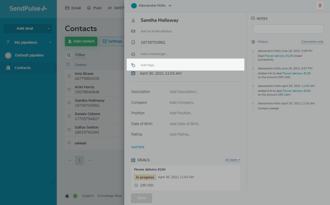Як керувати атрибутами контактів | SendPulse UA