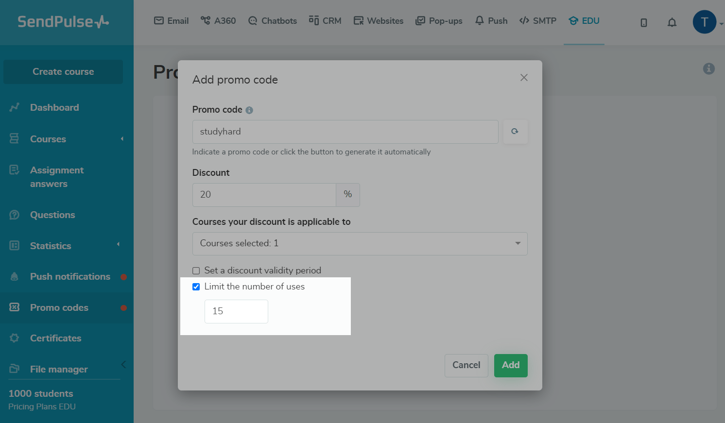How to manage and use promo codes | SendPulse