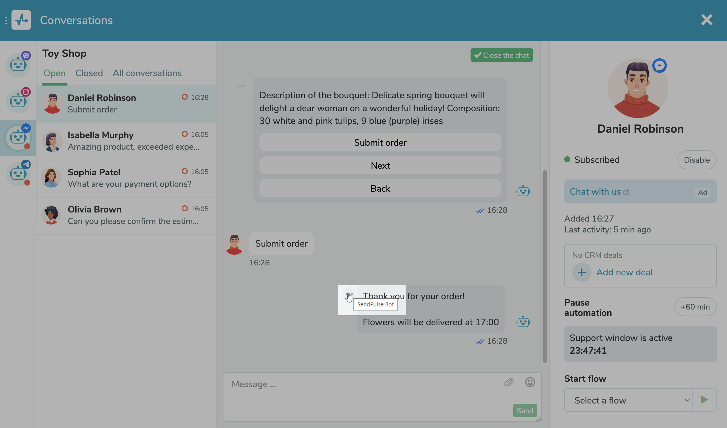How to use a live chat | SendPulse