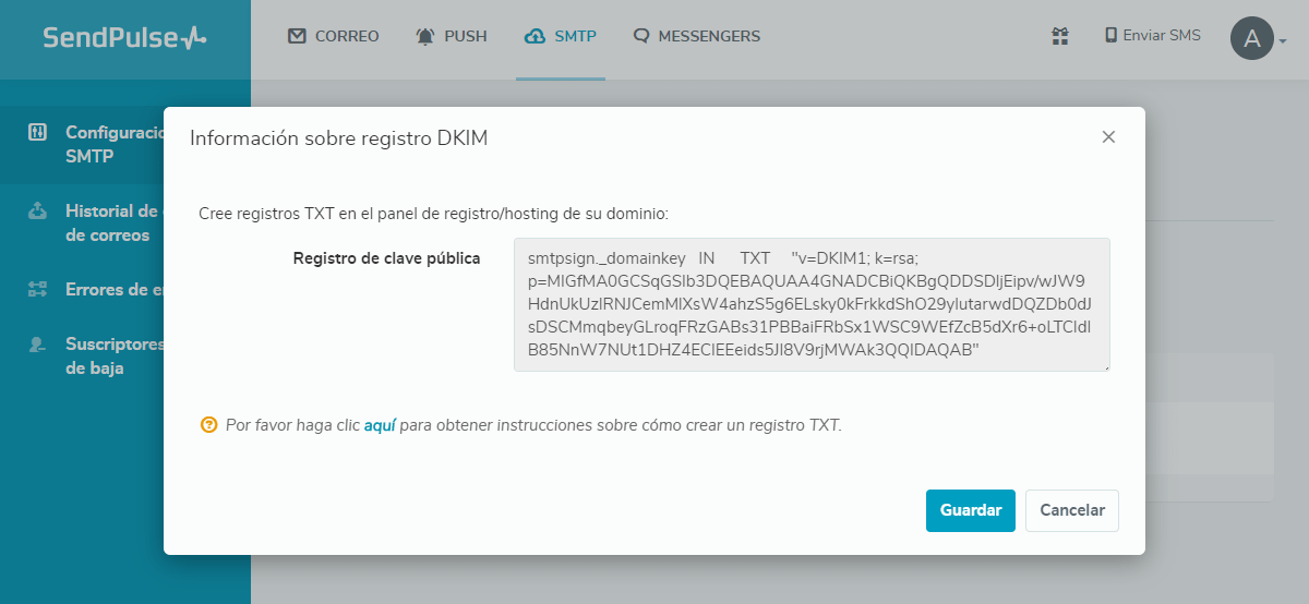 ¿Cómo se puede configurar DKIM para SendPulse SMTP? | SendPulse