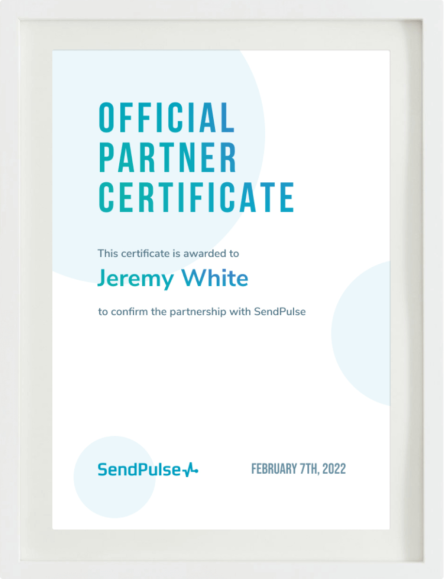 SendPulse certification | SendPulse